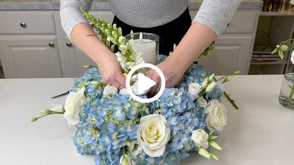 DIY Video: How to Make a Hydrangea Ring Candle Centerpiece - Blooms By ...